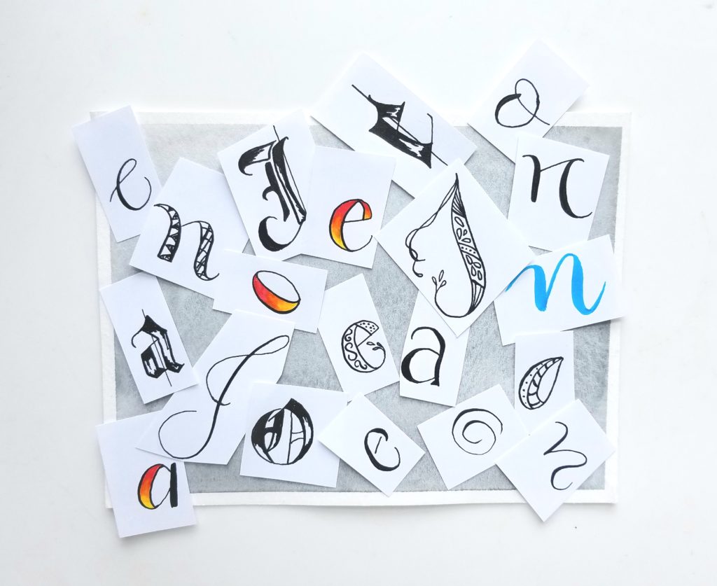 Alphabet study in Hand Lettering Ink and Watercolor by Joanne Groff