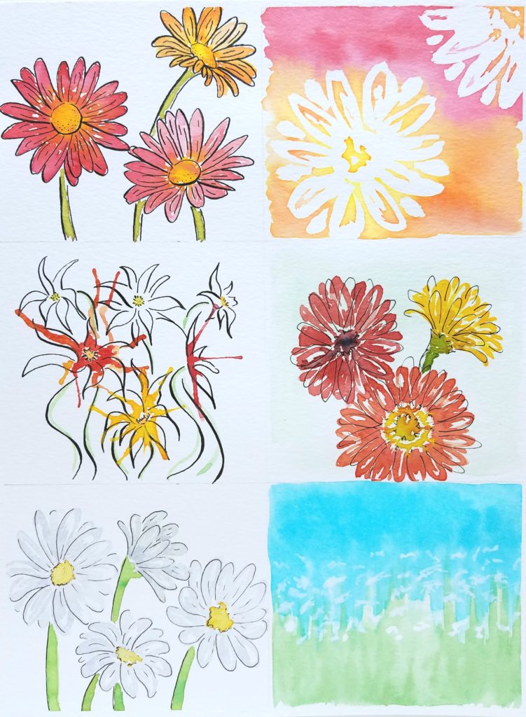 Letter D and Daisy, A Watercolor and Lettering Style Study by Joanne Groff