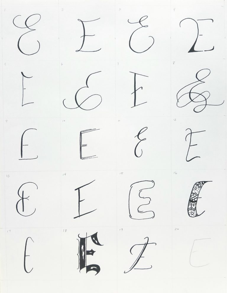 E and Elephant, A Watercolor and Lettering Style Study by Joanne Groff