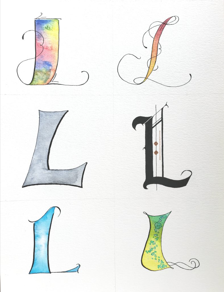 Letter L and Lavender, an alphabet style study from The Painted Pen