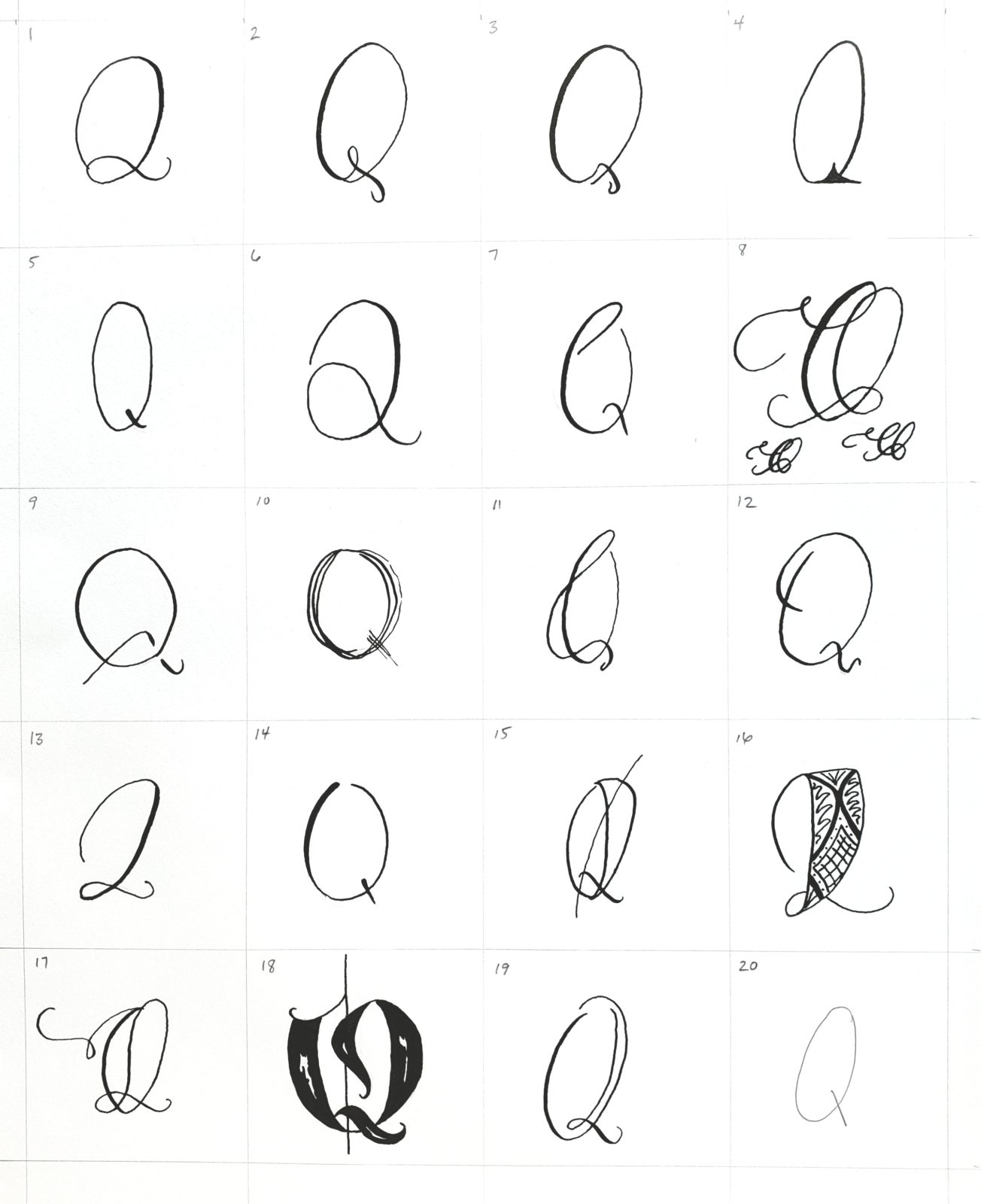 Letter Q and Quill - A Style Study by The Painted Pen