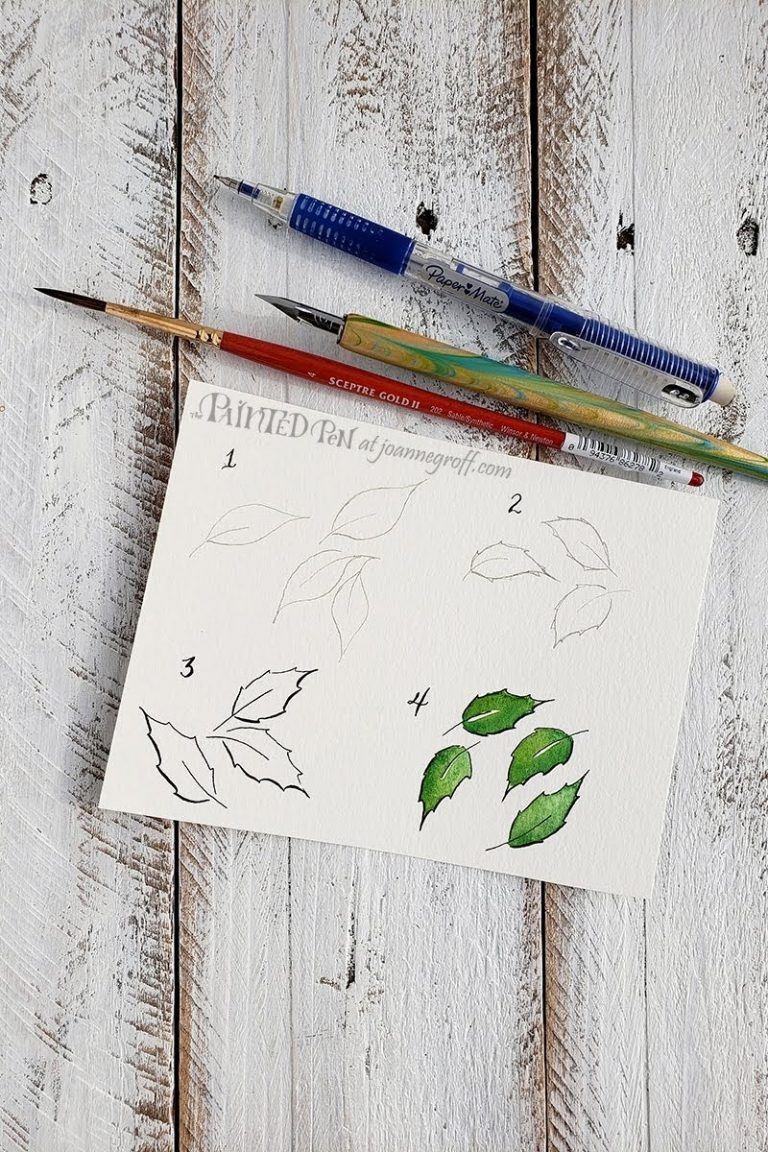 How to Draw a Winterberry Card with Thank You Script - The Painted Pen
