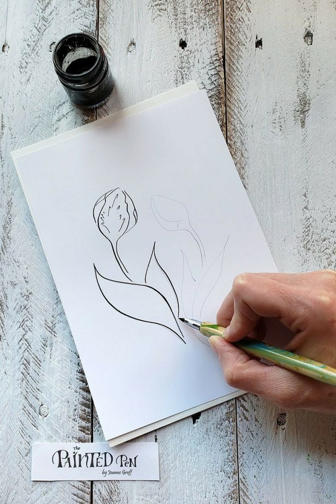 Drawing Tulips with a Watercolor Color Blend - The Painted Pen