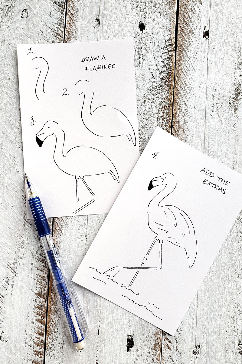 How to Make a Flamingo Drawing with a Splash - The Painted Pen
