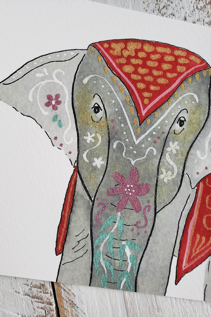 Decorated Elephant by Joanne Groff at The Painted Pen The Painted Pen