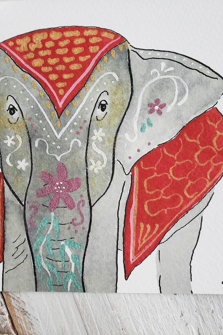 Decorated Elephant by Joanne Groff at The Painted Pen The Painted Pen