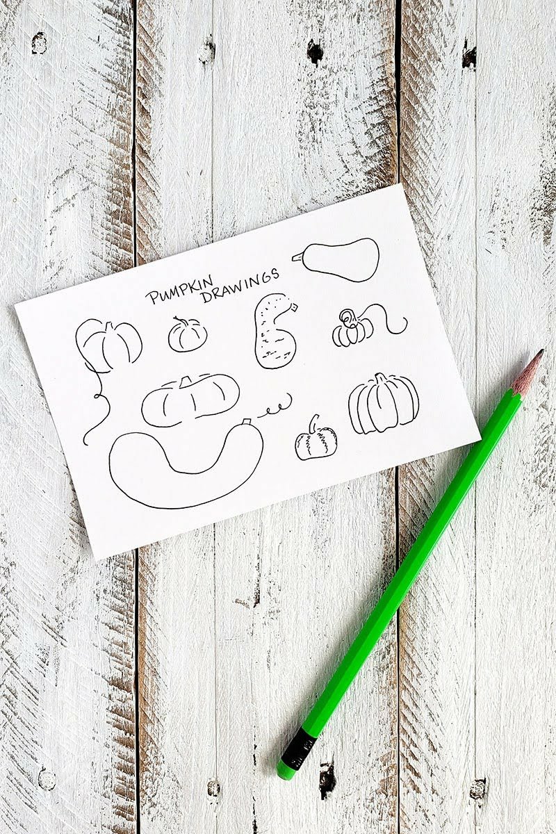 How to Draw Pumpkin Sketches with Fall Words - The Painted Pen