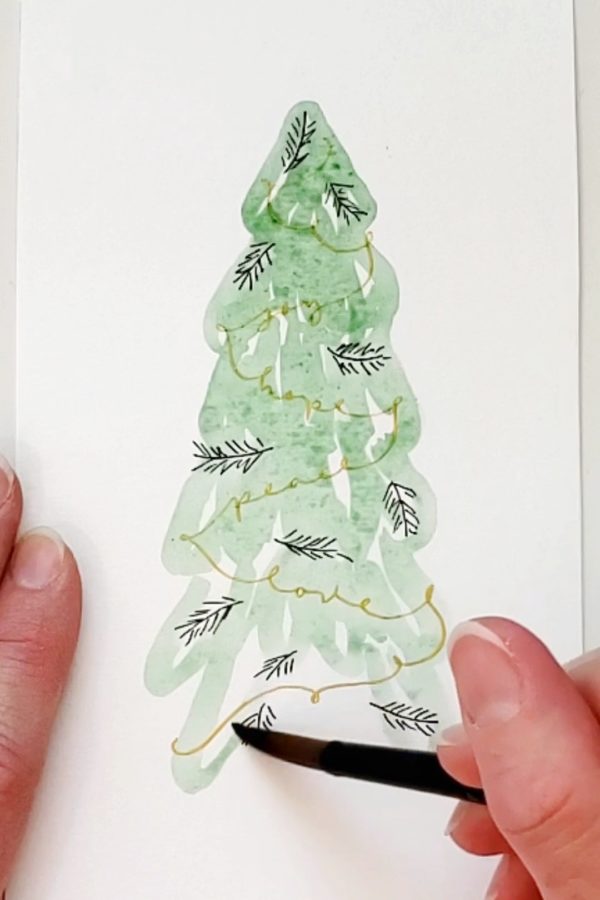 How to Draw a Christmas Tree with Watercolor and Calligraphy - The ...