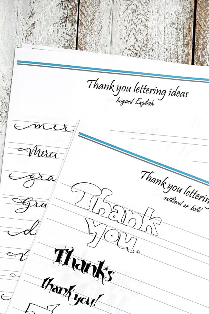 Thank you Lettering Idea Worksheet Set by The Painted Pen