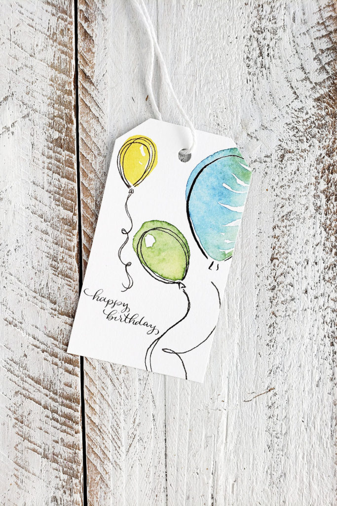 Watercolor Birthday Balloon Tags in three colorful styles