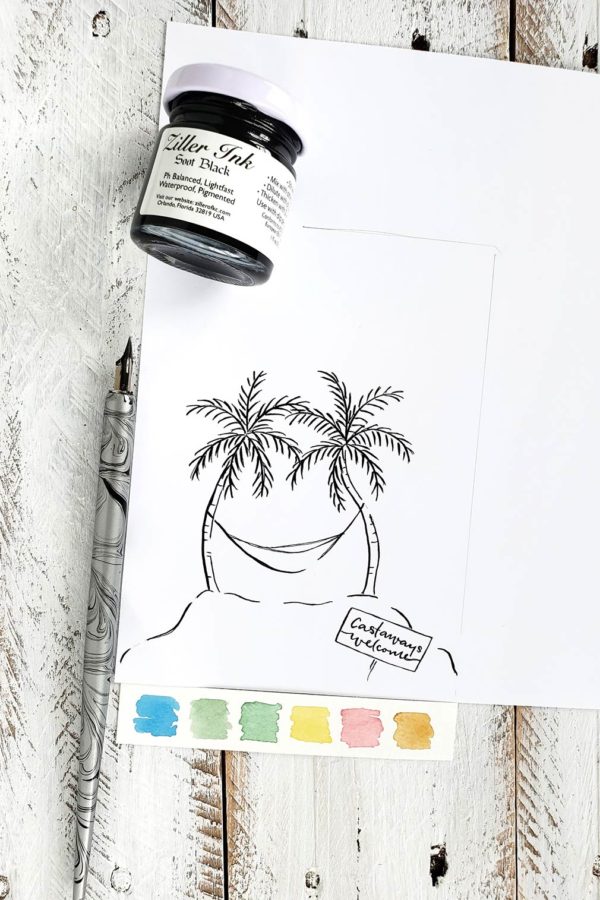 How to Draw an Island with a Palm Tree (or Two) - The Painted Pen