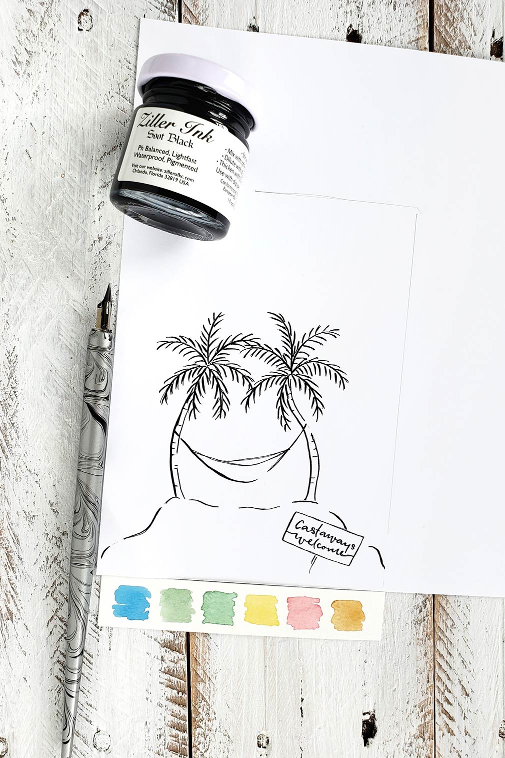How to Draw an Island with a Palm Tree (or Two) - The Painted Pen