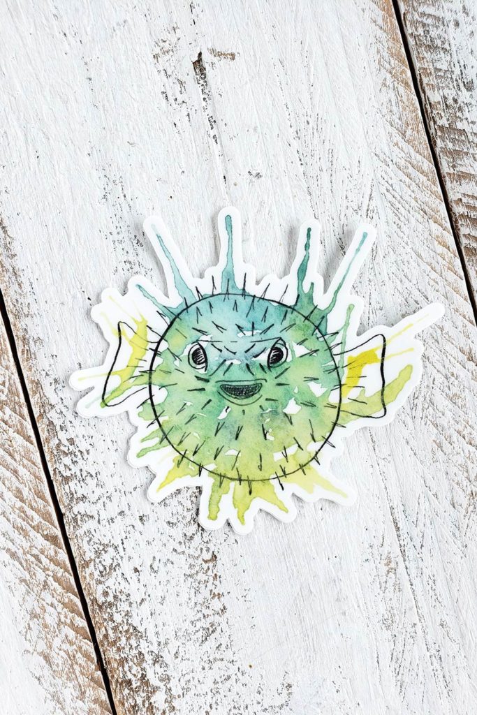Puffer Fish Sticker Vinyl Decal - The Painted Pen Washable & Weatherproof