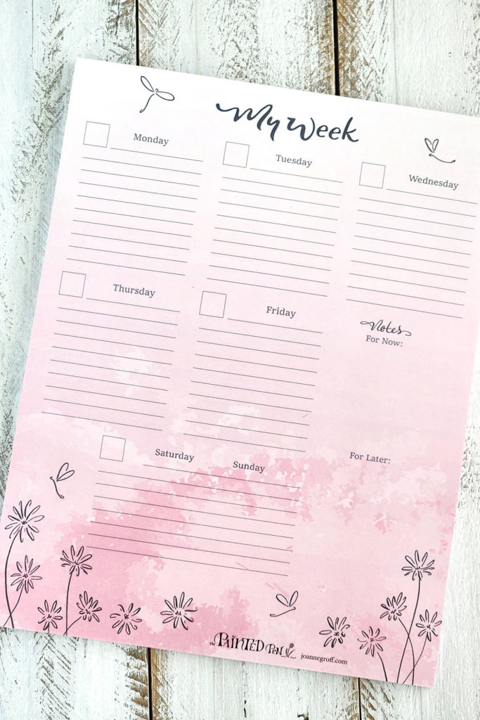 Dragonfly Planner Page Notepad, Weekly - The Painted Pen
